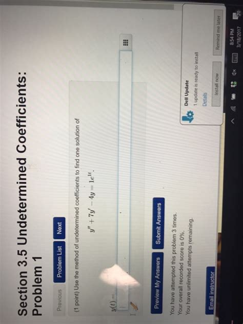 Solved Use The Method Of Undertermined Coefficients To Find