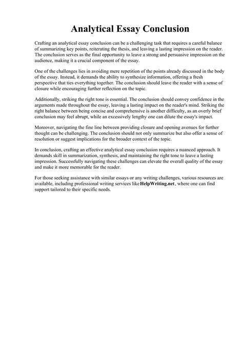 Analytical Essay Conclusion Writing A Conclusion For A Literary
