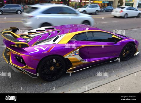 Lamborghini Aventador Svj Parked Outside A Fancy Shop In Toronto