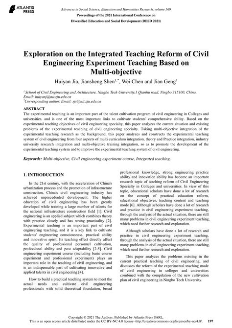 Pdf Exploration On The Integrated Teaching Reform Of Civil Engineering Experiment Teaching