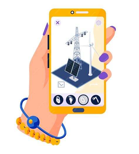 Premium Vector Smartphone With Green Electricity Equipment Smart Alternative Energy With Solar