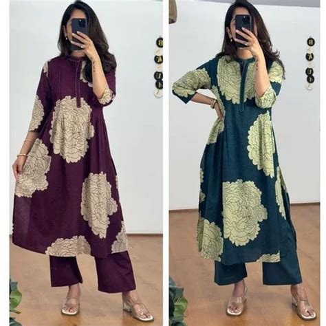 Floral Printed Cotton Kurti Palazzo Set Flared At ₹ 499piece In Jaipur