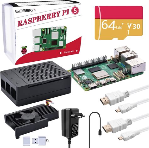 Geeekpi Raspberry Pi 5 8gb Starter Kit Met 64gb Sd Kaart Raspberry Pi