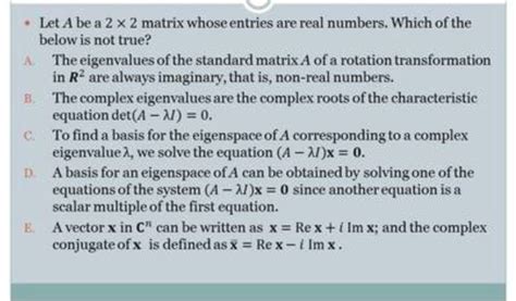 solved let a be a 2 × 2 matrix whose entries are real