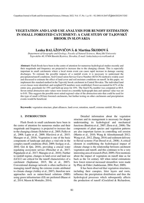 Pdf Vegetation And Land Use Analysis For Runoff Estimation In Small Forested Catchment A Case
