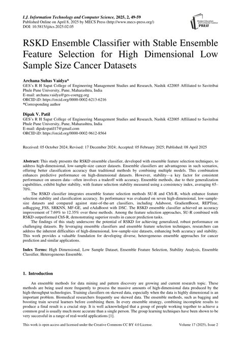 (PDF) RSKD Ensemble Classifier with Stable Ensemble Feature Selection for High Dimensional Low ...