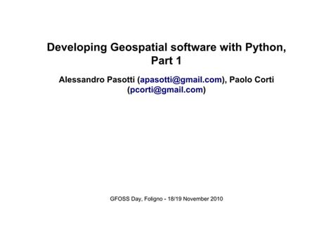 Developing Geospatial Software With Python Part 1 Ppt