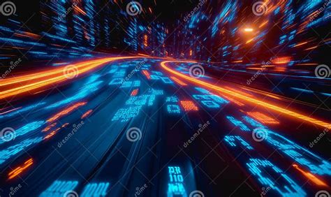 flowing glowing binary code in a futuristic digital data stream
