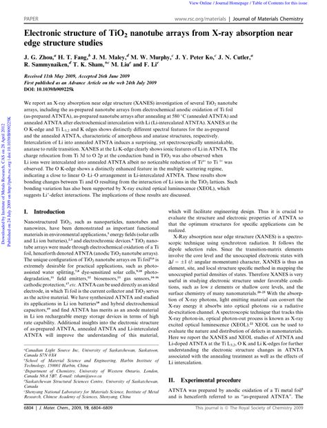 pdf electronic structure of tio2 nanotube arrays from x ray