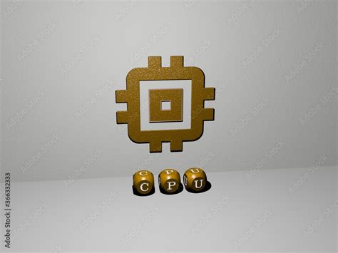 3d Illustration Of Cpu Graphics And Text Made By Metallic Dice Letters