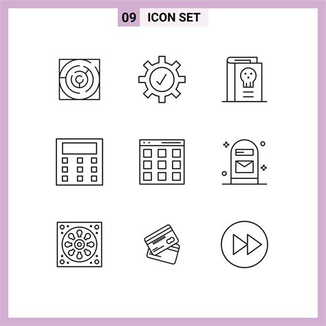 User Interface Pack Of 9 Basic Outlines Of Interface Math Book Engineering Legend Editable