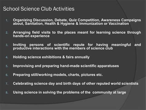 School Science Club Pdf Education
