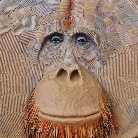 Expressive Portraits Emerge From Pieces Of Cardboard In Josh Glucksteins Wildlife Sculptures
