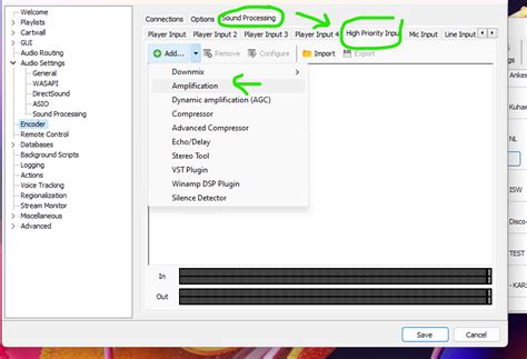 setting up stream monitor with actions or high priority input playout