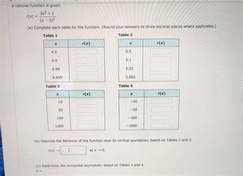 solved a rational function is given 3x² 1 x 5 2 a