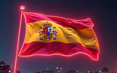 Download Wallpapers Spanish Flag 4k Neon Lights Creative Spain Flag