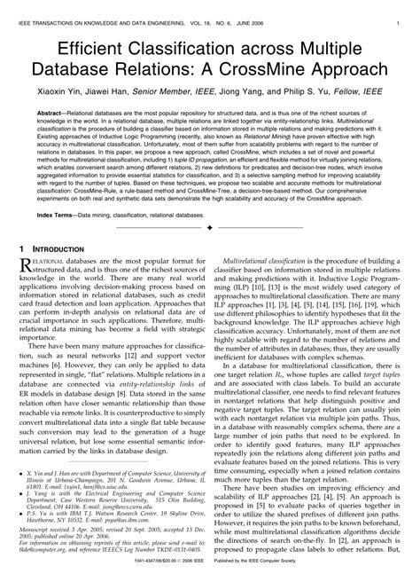 pdf efficient classification across multiple database relations a