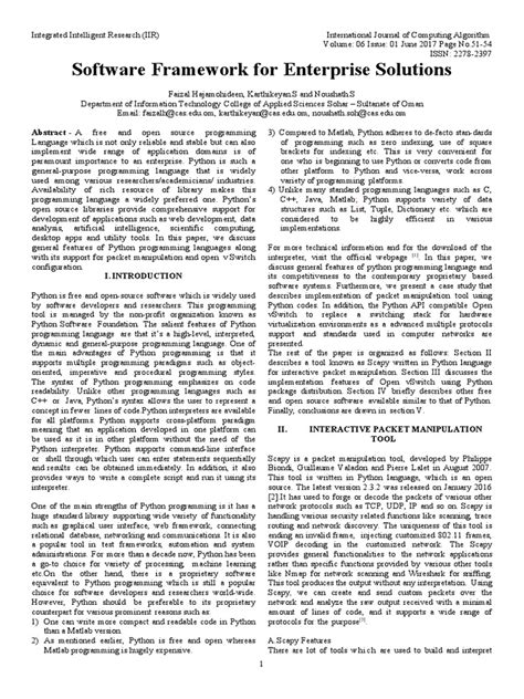 Software Framework For Enterprise Solutions Pdf Python Programming Language Computer