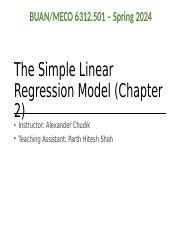 Understanding Econometric Models Simple Linear Regression And Course Hero