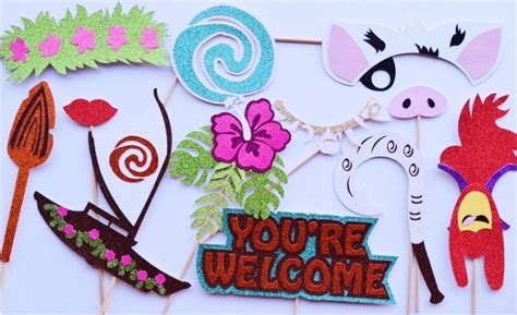 Moana Inspired Photo Props Moana Party Decor Moana Theme Party Etsy