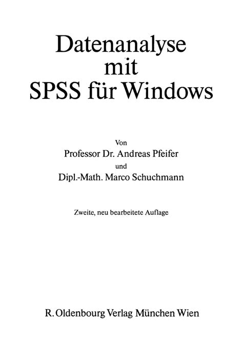 Datenanalyse Mit Spss FÃ¢â‚¬Å¡ÃƒÂ ÃƒÂ¶Ã‚Â¬Ã¢Ë†Âr Windows 2nd Edition