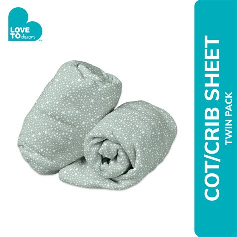 Love To Dream™ Twin Pack Fitted Cot Crib Sheet Olive Love To Dream