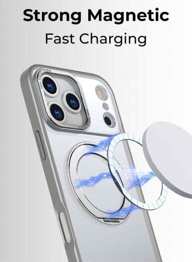 Glassology 360 Rotate Ring Stand Magsafe Case For Iphone 17 Pro Grey
