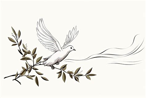 Premium Ai Image Dove With Olive Branch Line Drawing Isolated On White