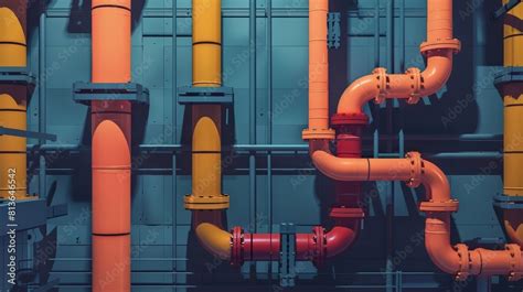 Underground Piping Flat Design Top View Infrastructure Theme Animation Split Complementary Color