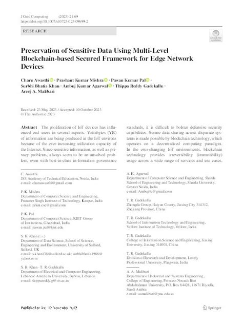 Preservation Of Sensitive Data Using Multi Level Blockchain Based Secured Framework For Edge