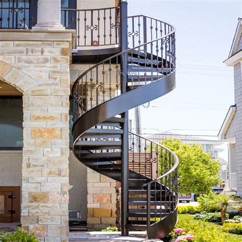Modern Outdoor Wrought Iron Railing Metal Spiral Stair