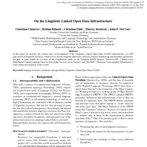 On The Linguistic Linked Open Data Infrastructure Acl Anthology