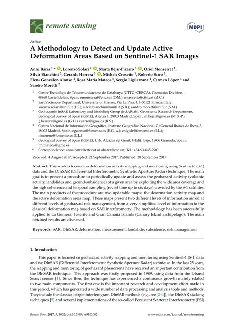 Pdf A Methodology To Detect And Update Active Deformation Areas Based On Sentinel 1 Sar Images