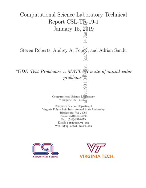 Pdf Ode Test Problems A Matlab Suite Of Initial Value Problems