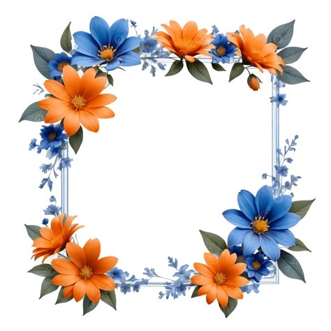 Floral Naranja Y Azul
