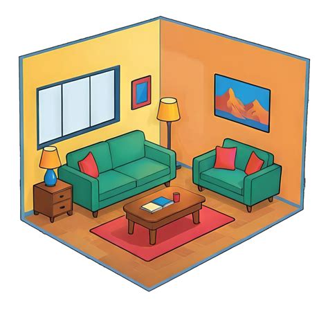 Living Room Cartoon Style