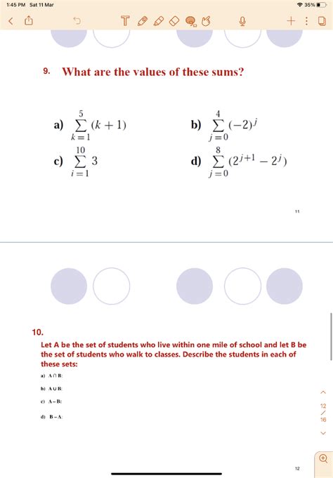 Solved What Are The Values Of These Sums A K K Chegg Com
