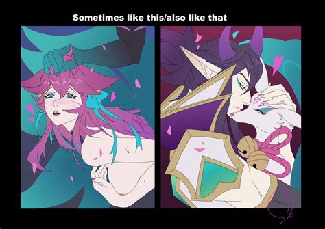 Rule 34 Ahri Breasts Dominant Domination Female Fox Hand On Head