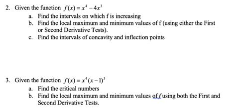 solved 2 given the function f x x4−4x3 a find the