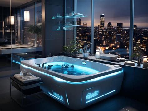 Ai Generated Illustration Of A Modern Bathtub Sits In The Center Of A