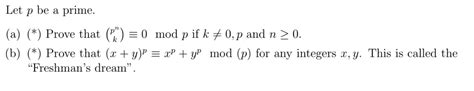 solved let p be a prime a prove that pe 0 mod p if