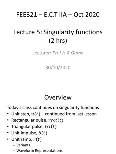 Singularity Functions Lecture Pdf Functions And Mappings