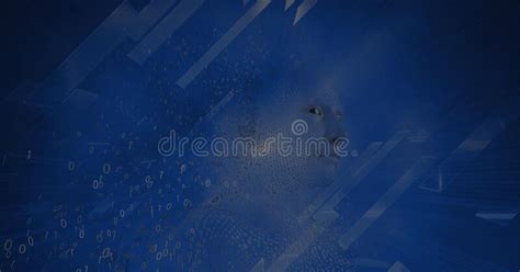 composition of human bust formed with binary coding exploding on blue