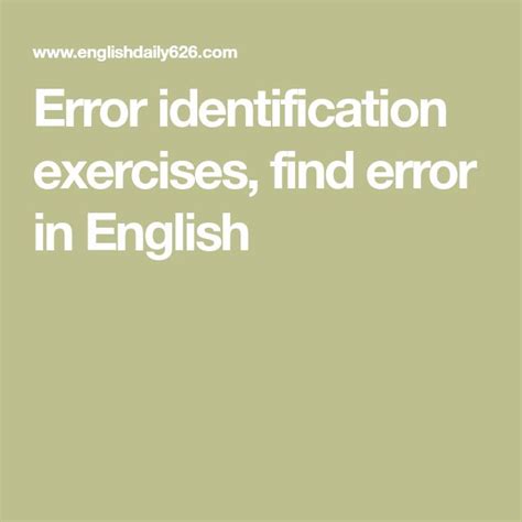Error Identification Exercises Find Error In English Exercise