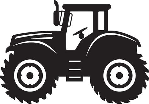 Diseño Tradicional Del Tractor En Dibujo Monocromático Del Contorno Del