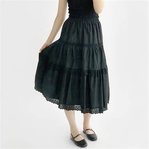 데이지클로젯 엔젤 코튼 레이스 밴딩 플레어 롱 캉캉스커트