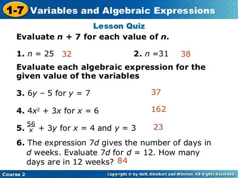 Variable And Algebraic Expressions