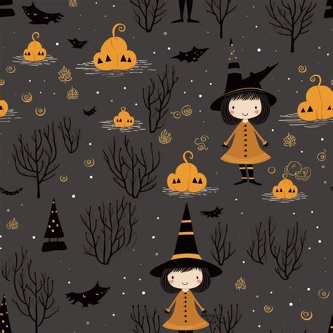 Premium Ai Image Wallpaper Vector Halloween Witch Pattern