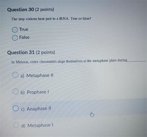 Solved Question 30 2 ﻿pointsthe Stop Codons Base Pair To A