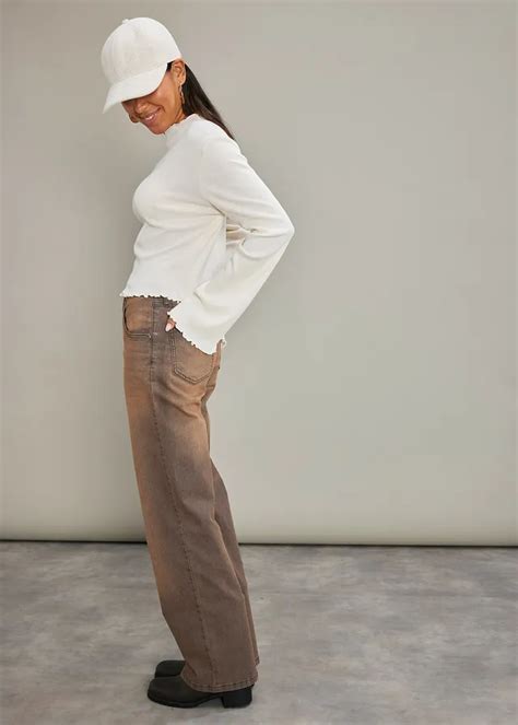 Dżinsy Wide Leg High Waist Z Efektem Wytarcia W Stylu Vintage • Cena 12999 Zł • Sklep Bonprix